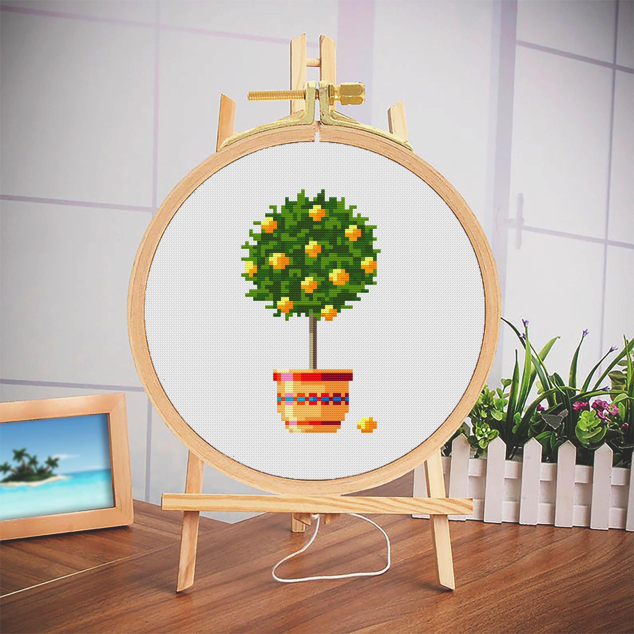 Lemon Tree Cross Stitch Pattern PDF Download Potted Plant - Etsy