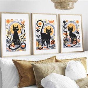 Set of 3 Boho Cat Cross Stitch Pattern PDF Download Boho Cross Stitch ...