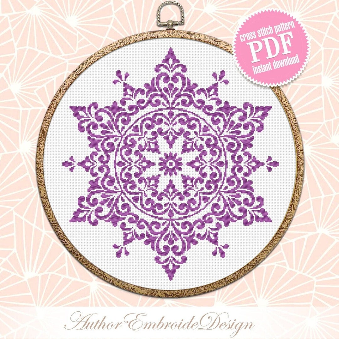 Mandala Cross Stitch Pattern PDF Download, Flower Mandala Pattern Digital PDF, Mandala Ornament ...