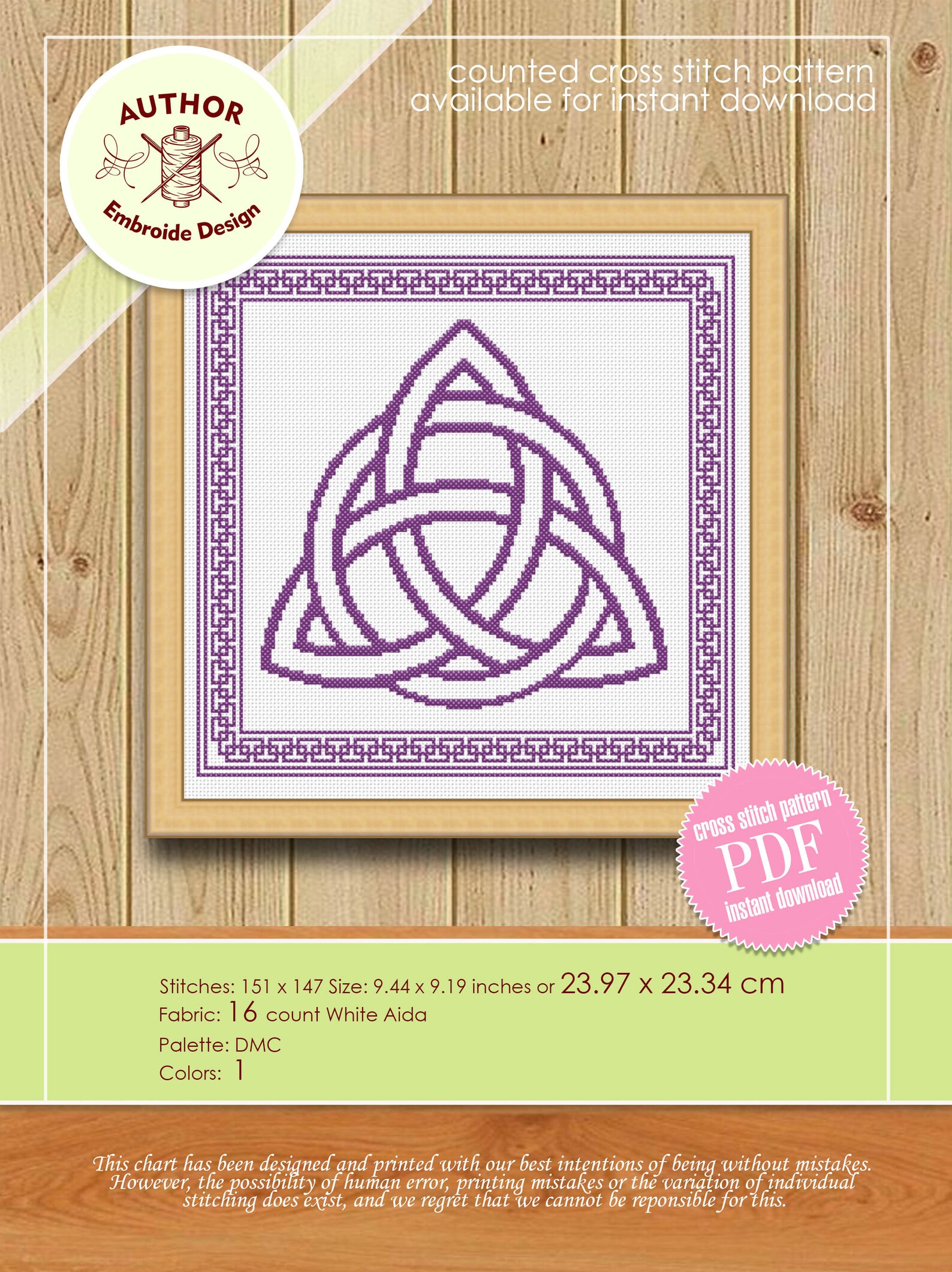 Celtic Trinity Knot Cross Stitch Pattern Download PDF Mandala - Etsy
