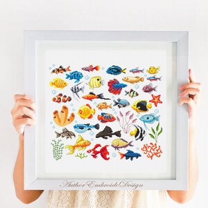 Aquarium Fish Cross Stitch Pattern PDF Download Fishes Sampler Cross ...
