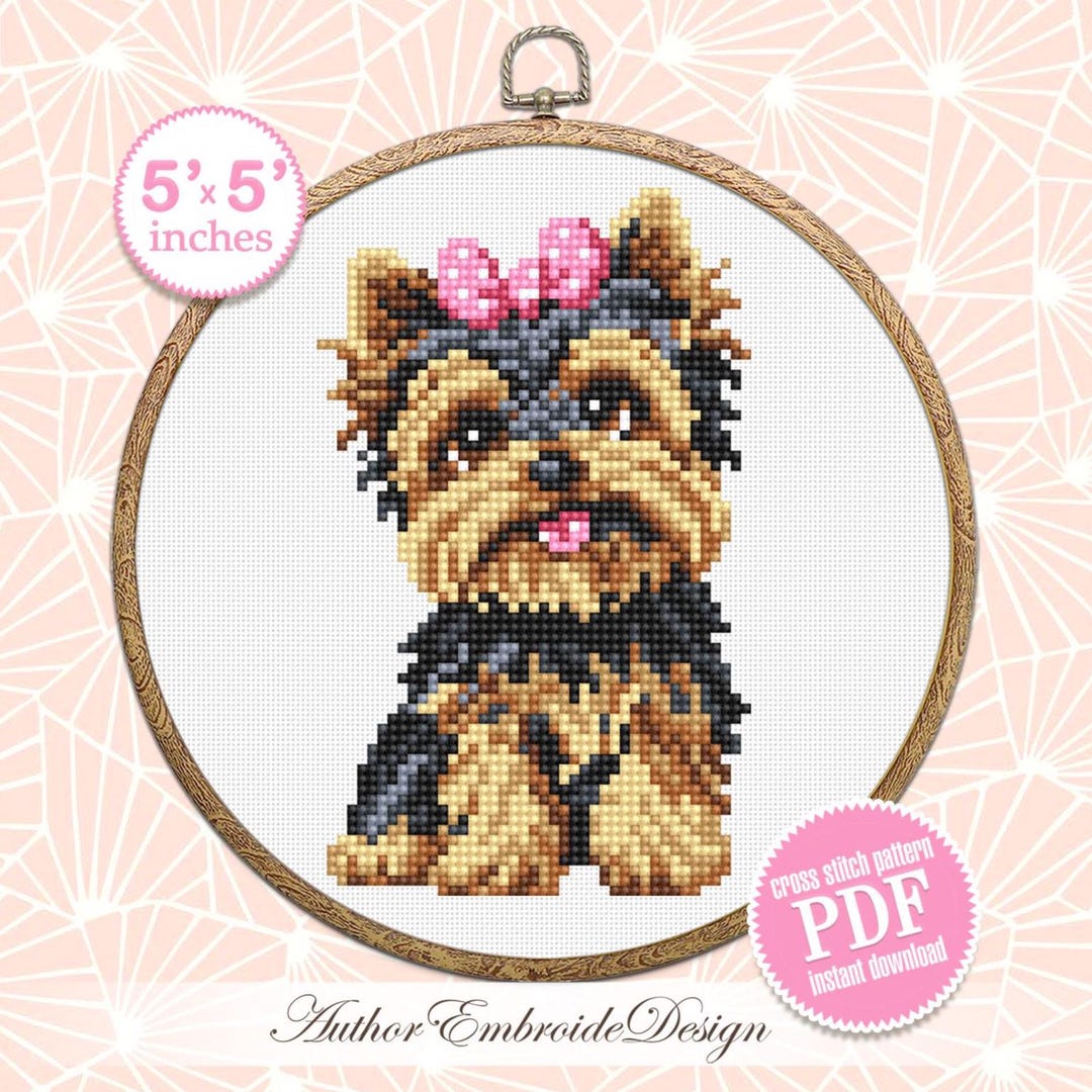 Yorkie Dog Cross Stitch Pattern PDF Download Small Pet Cross Stitch ...