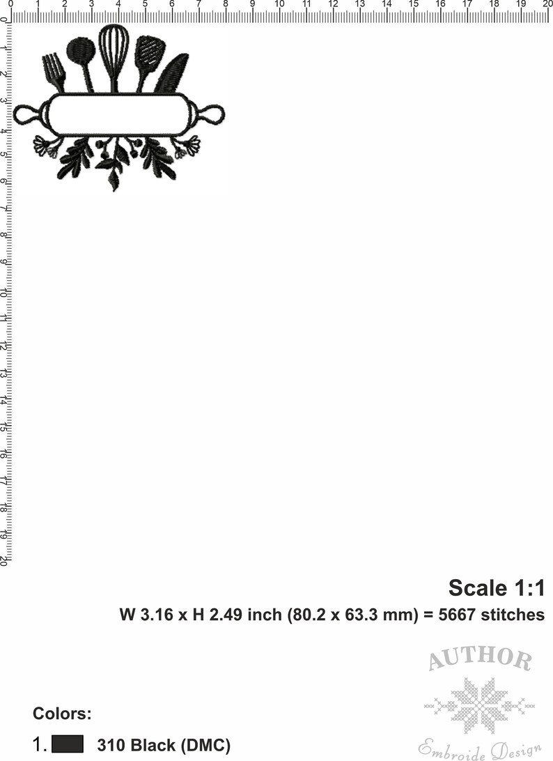 Kitchen Utensils Split Frame Machine Embroidery Design 3 Sizes, Baking ...