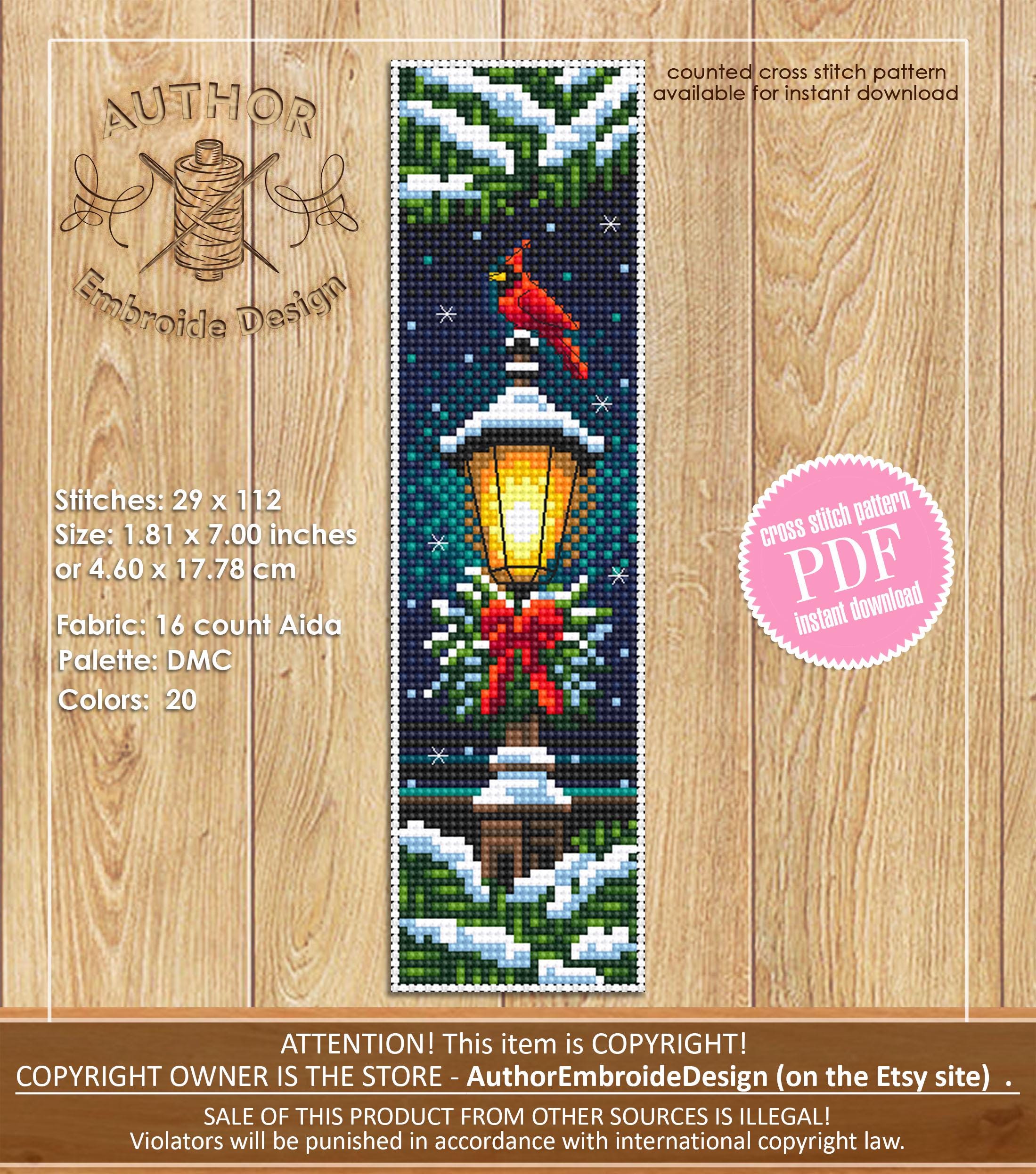 Christmas Bookmark Cross Stitch Pattern PDF Download Christmas Lamp ...