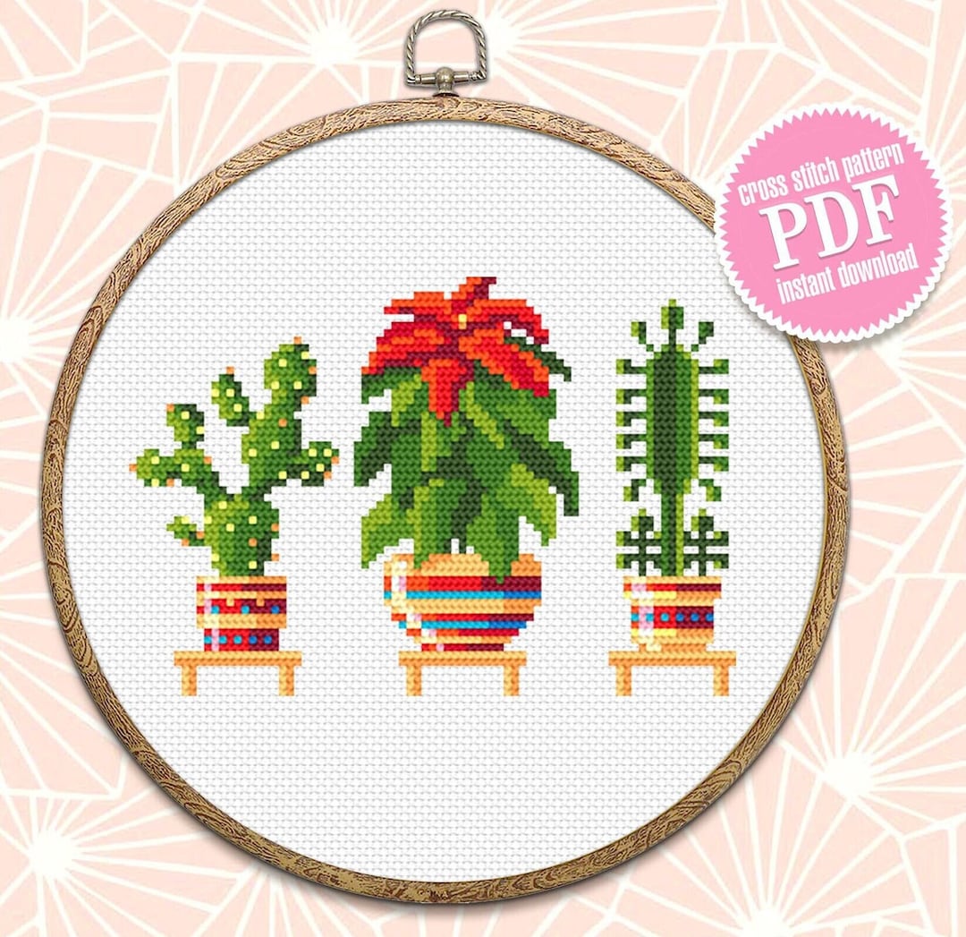 Small Home Plants Cross Stitch Pattern PDF Floral Cross Stitch Chart ...