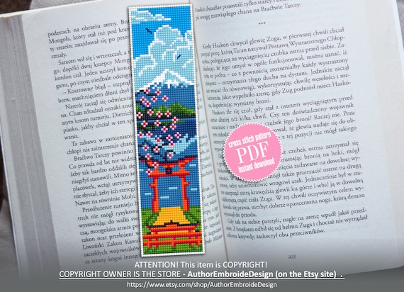 Bookmark Japan Cross Stitch Pattern Digital PDF Handmade - Etsy