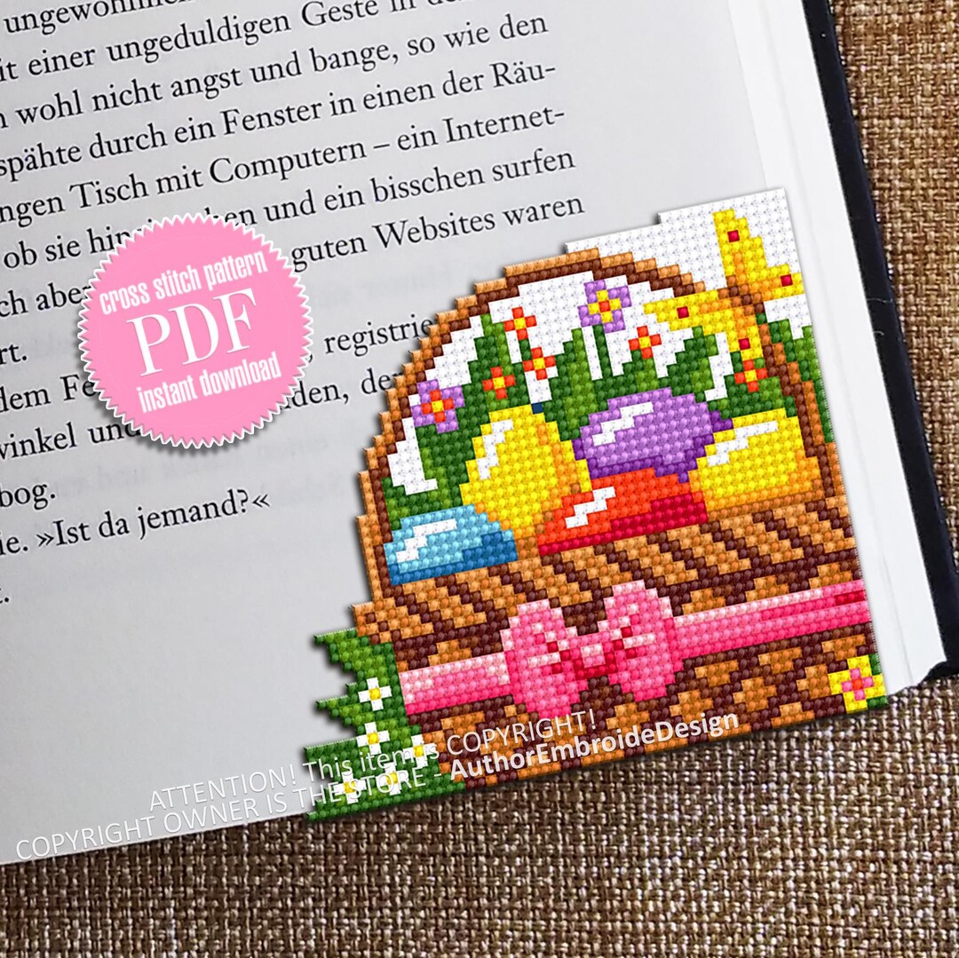 Easter Corner Bookmark Cross Stitch Pattern PDF Download Easter Basket ...