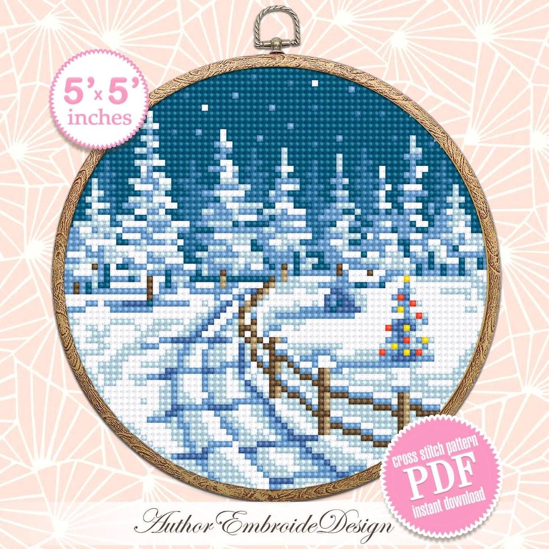 Winter Landscape Cross Stitch Pattern PDF Download Winter Forest Cross ...