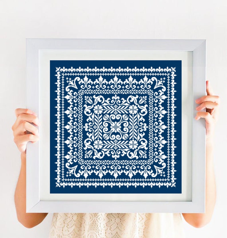 Square Mandala Cross Stitch Pattern PDF Download Floral - Etsy