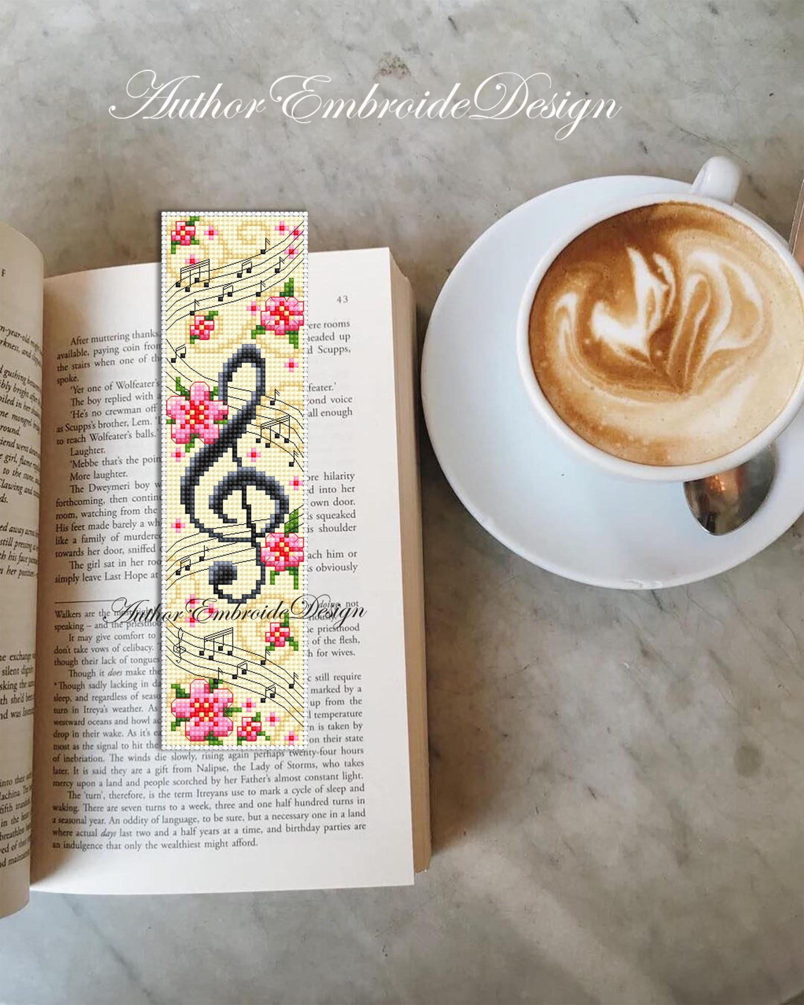 Music Bookmark Cross Stitch Pattern PDF Download Treble Clef Cross ...