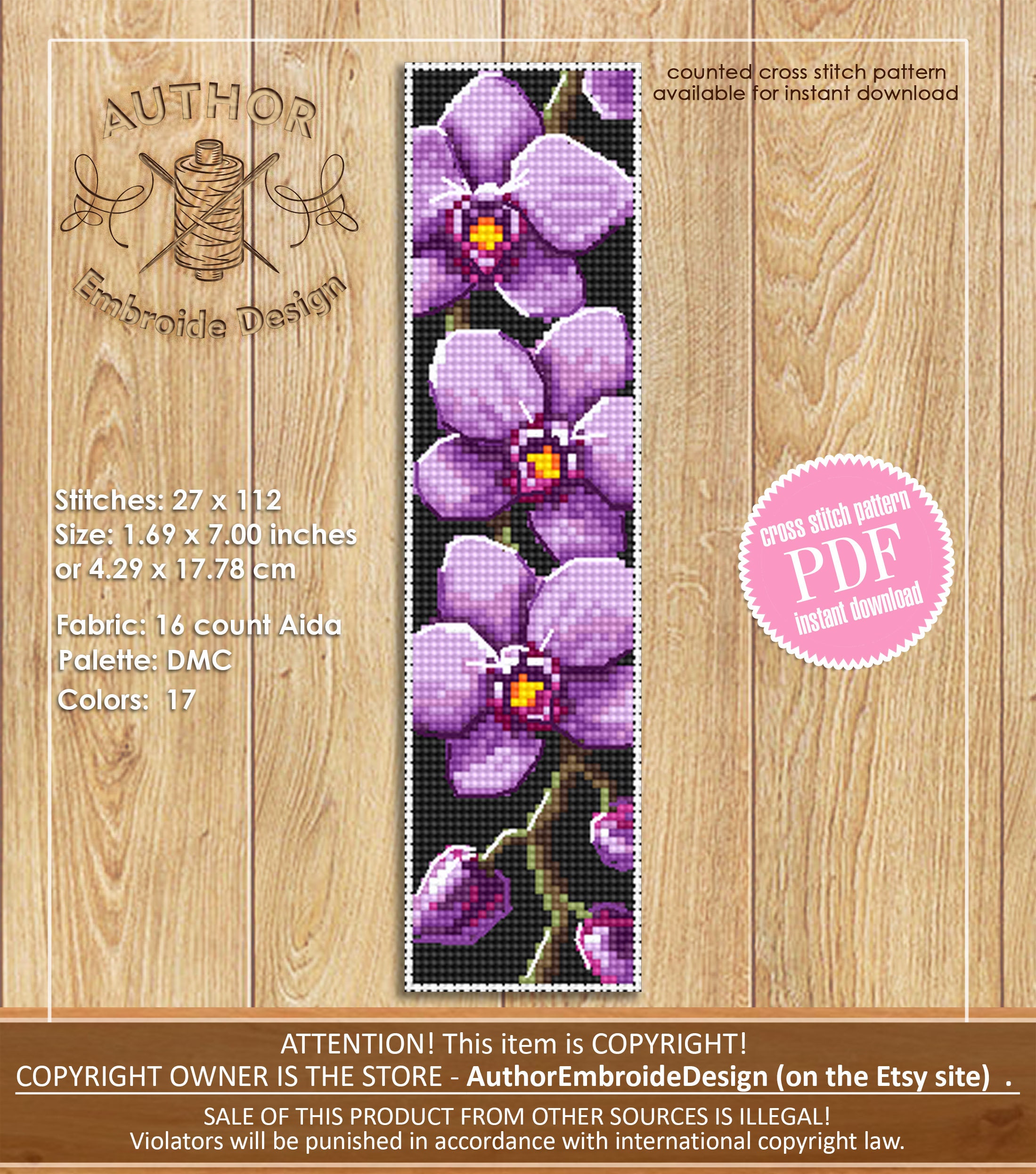Flower Bookmark Set Cross Stitch Pattern PDF Download Floral Bookmark ...