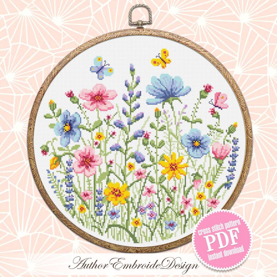 Wildflowers Cross Stitch Pattern PDF Download Watercolor Flowers Cross ...