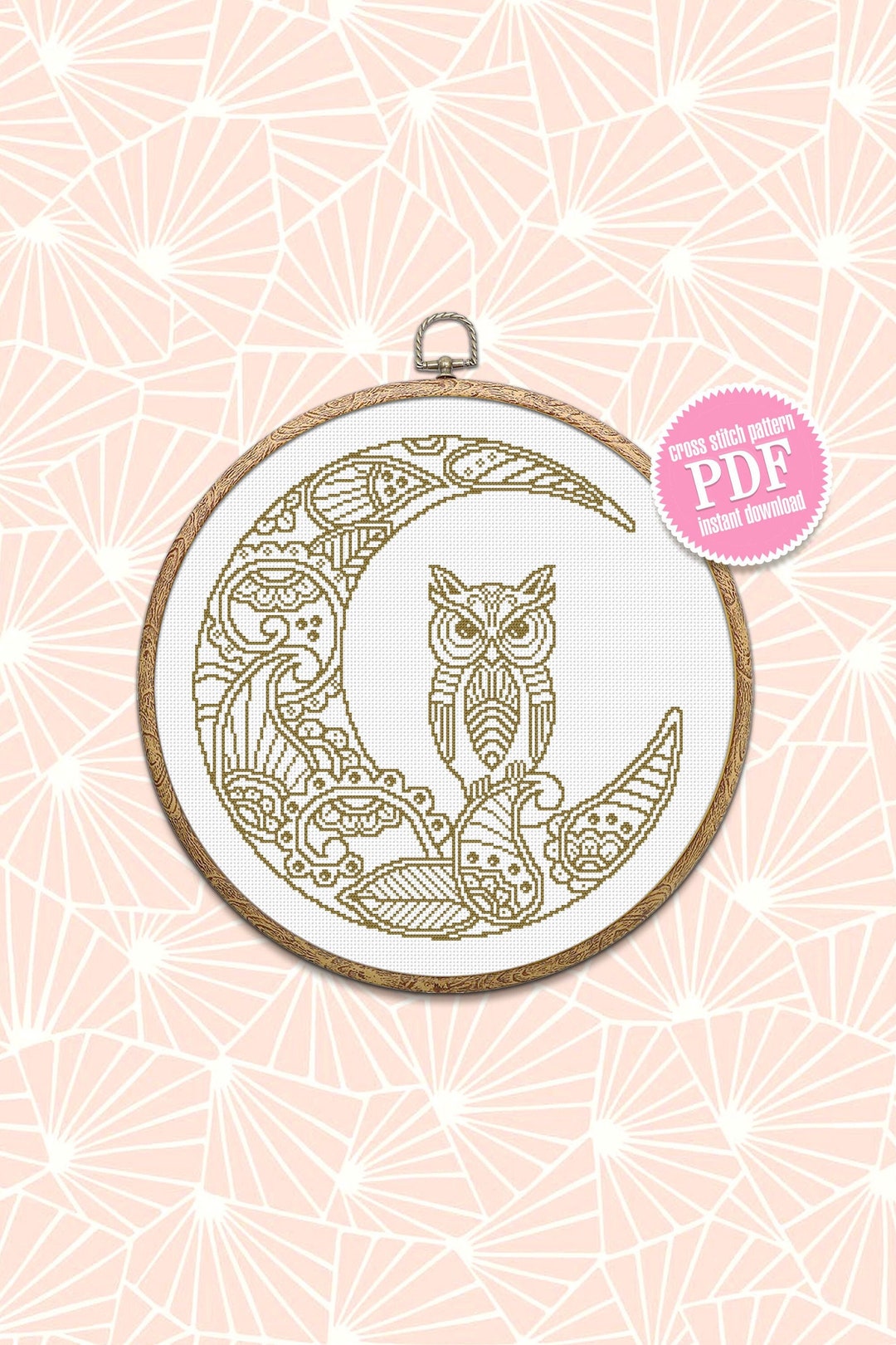Crescent Moon Cross Stitch Pattern Download PDF Mandala - Etsy