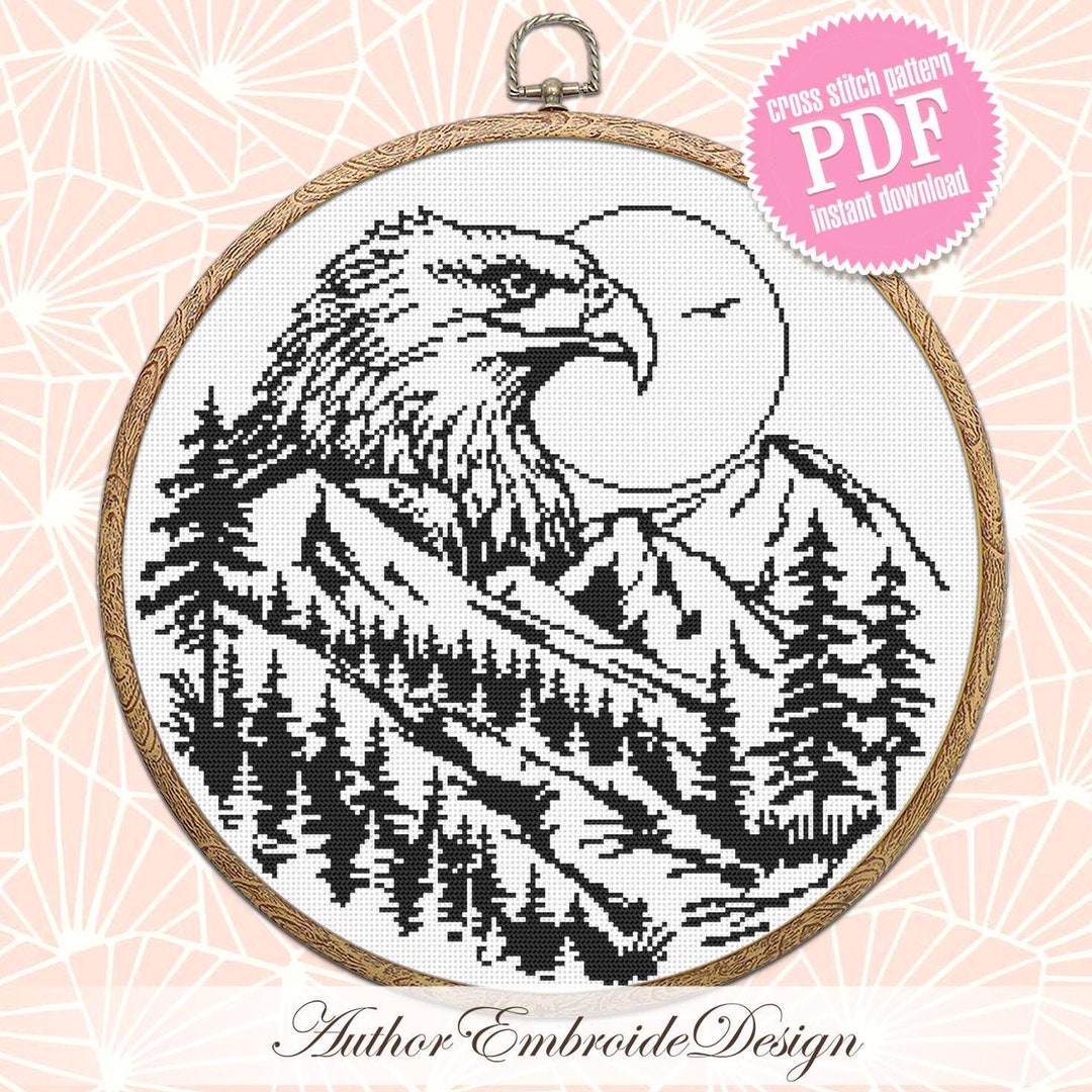 Bald Eagle Cross Stitch Pattern PDF Download Mountain Landscape Cross ...
