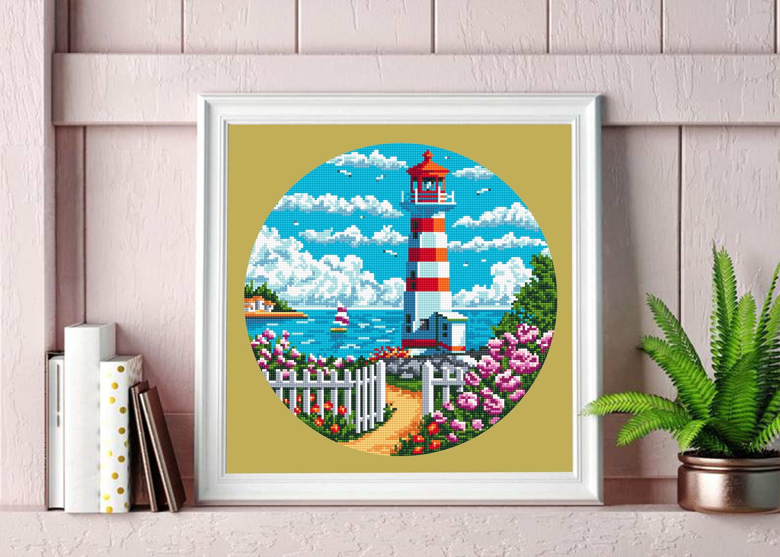 Lighthouse Cross Stitch Pattern Download PDF Nature Landscape - Etsy