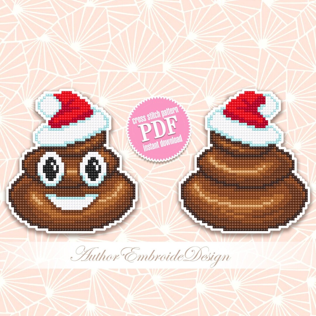Christmas Poop Emoji Cross Stitch Pattern PDF Download Double-sided ...