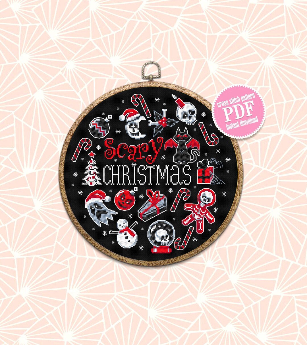 Gothic Christmas Cross Stitch Pattern Download PDF Spooky - Etsy