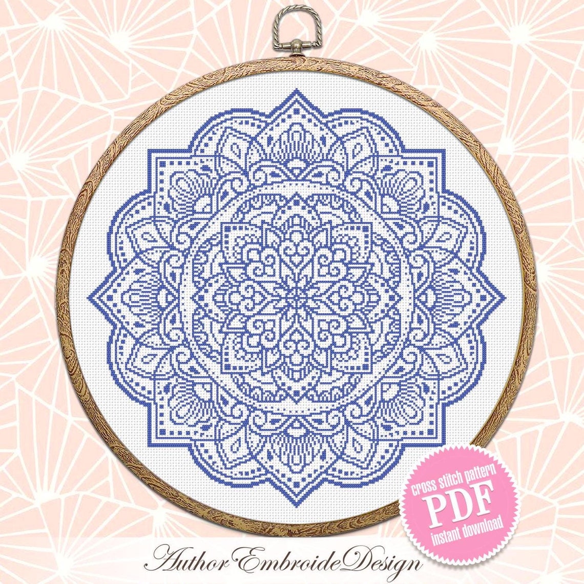 Mandala Cross Stitch Pattern PDF Download Mandala Ornament Cross Stitch ...