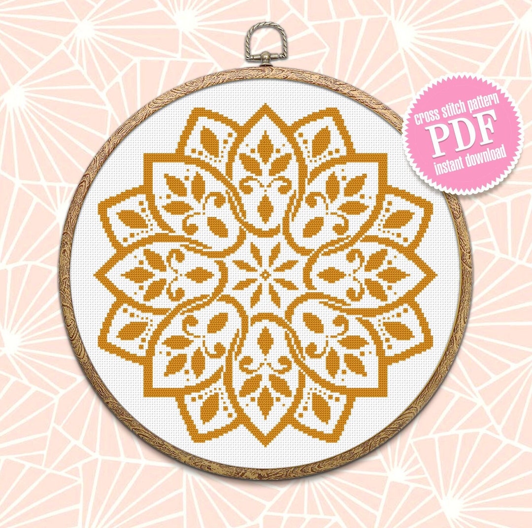 Mandala Cross Stitch Pattern Download PDF Monochrome Cross Stitch Easy ...