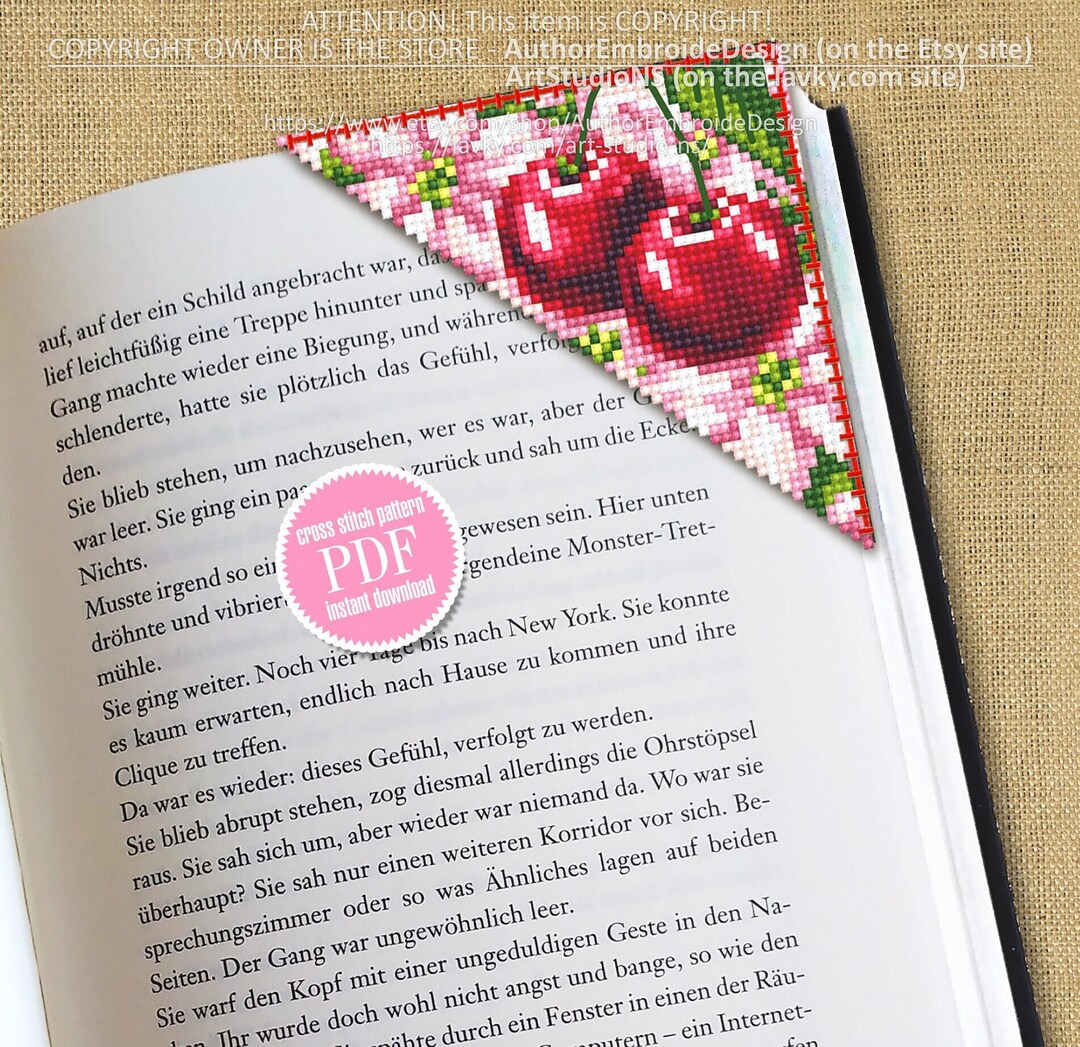 Corner Bookmark Cross Stitch Pattern PDF Download Spring Cross Stitch ...