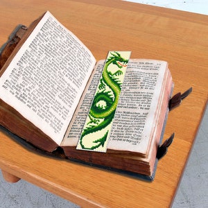 Dragon Bookmark Cross Stitch Pattern PDF Download Fantasy Green Dragon ...