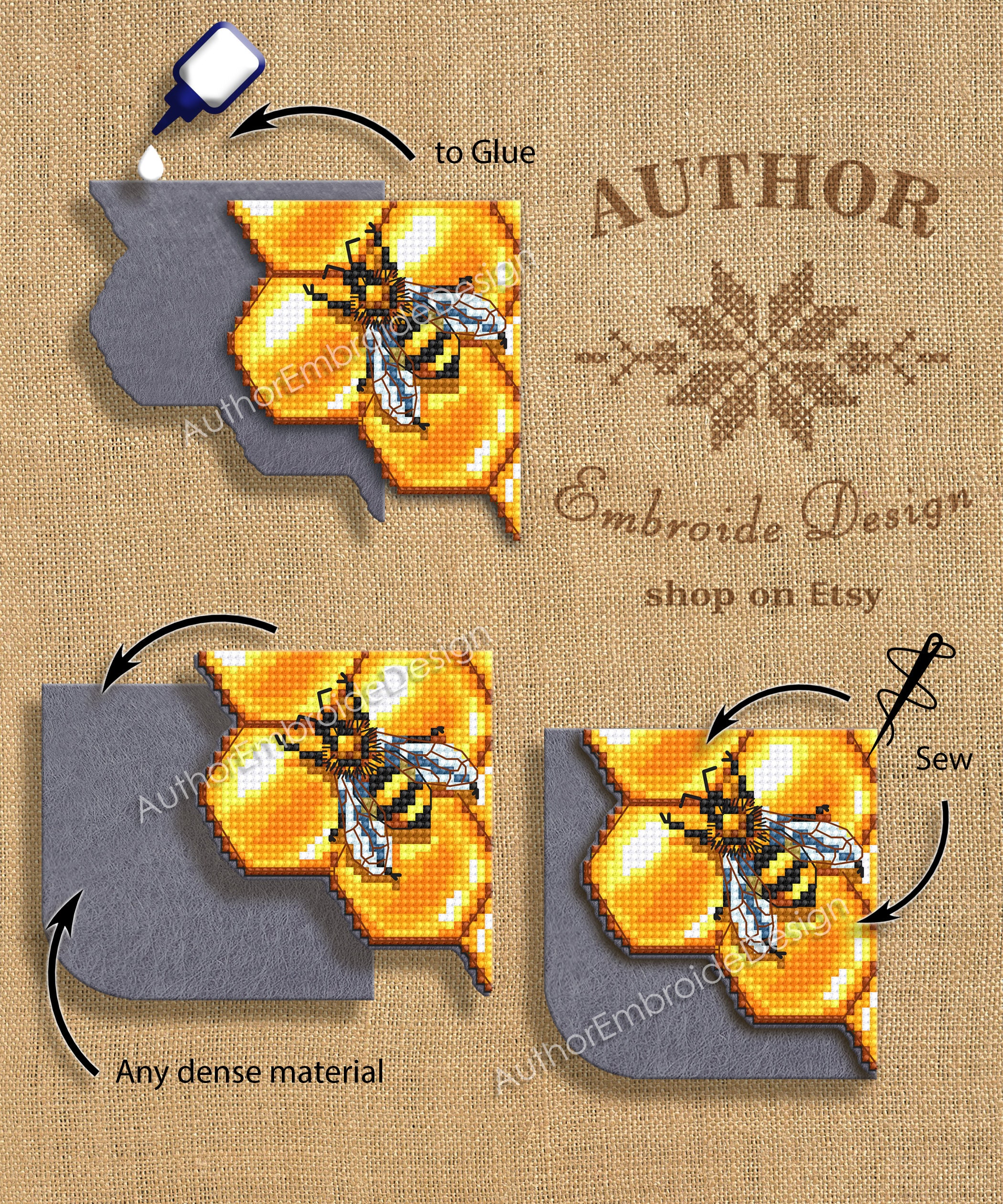 Honeycomb Corner Bookmark Cross Stitch Pattern PDF Download Honey Bee ...