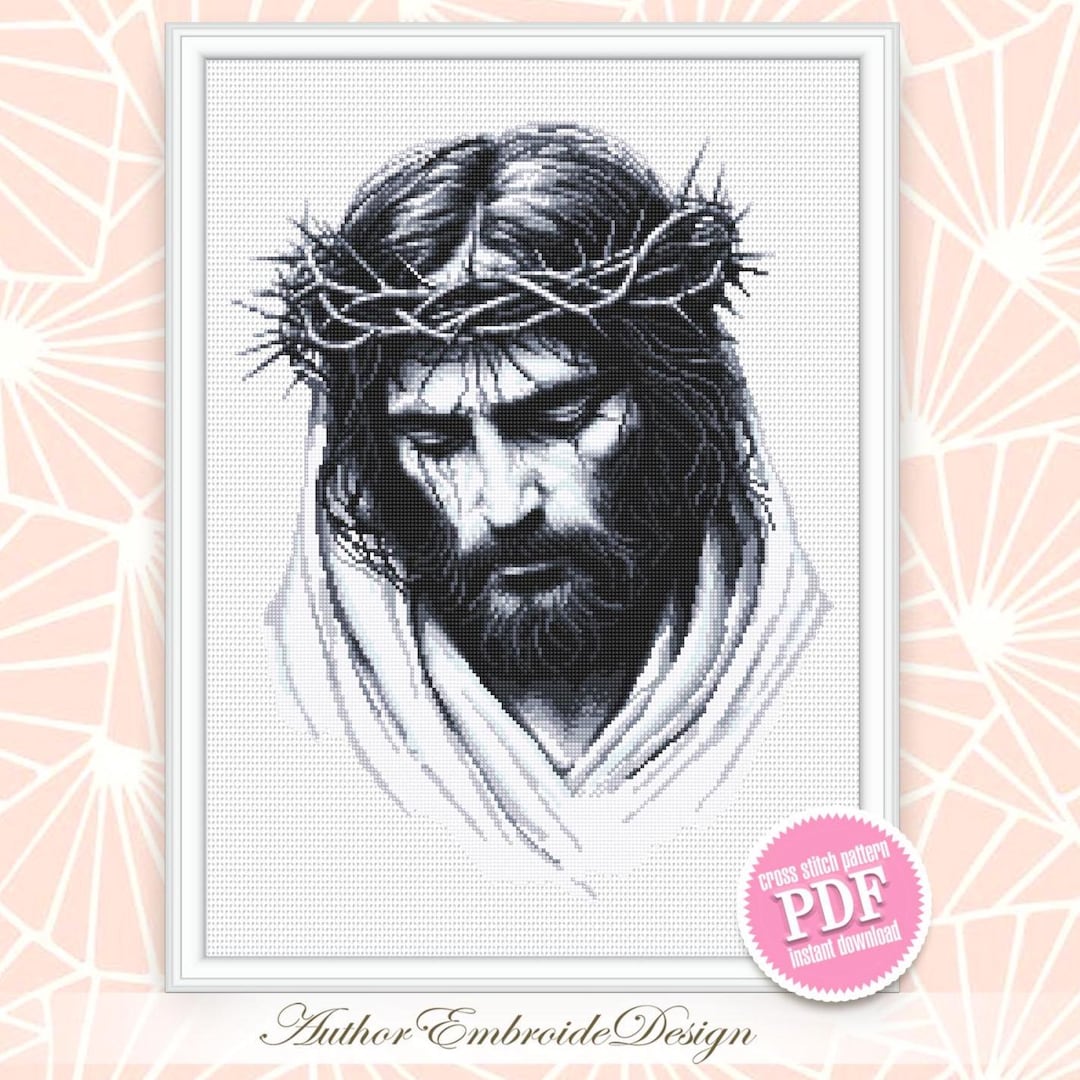 Jesus Christ Cross Stitch Pattern PDF Instant Download Christian Cross ...