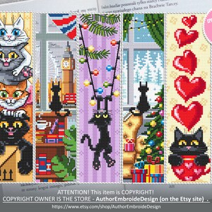 Cat Bookmark Set Cross Stitch Pattern Download PDF Handmade Bookmark ...