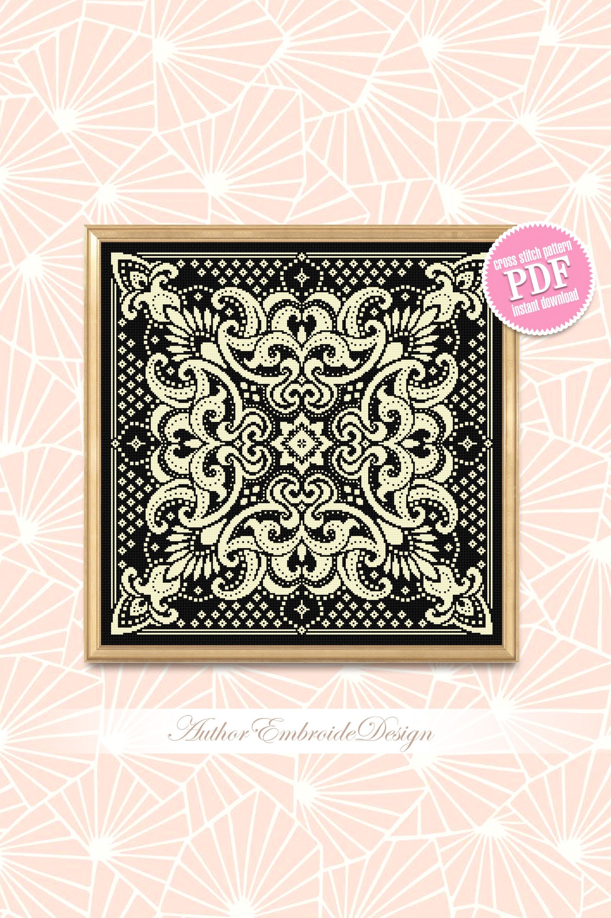 Square Mandala Cross Stitch Pattern PDF Download Carpet - Etsy