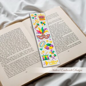 Mardi Gras Bookmark Cross Stitch Pattern PDF Download Carnival Mask ...