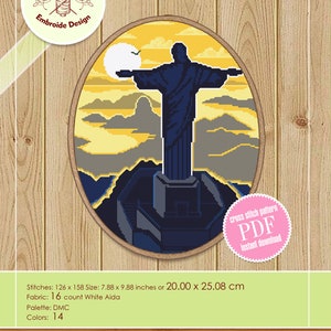 Brazil Rio De Janeiro Cross Stitch Pattern PDF Download Jesus Statue ...