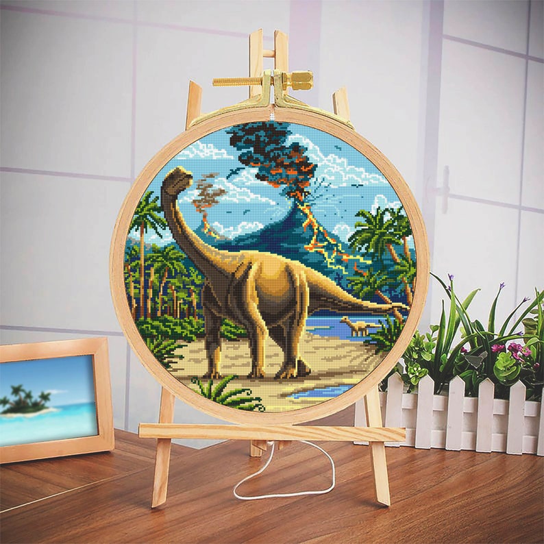 Dinosaur Cross Stitch Pattern Download PDF, Ancient Animal Cross Stitch ...
