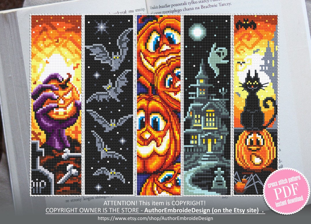 Halloween Bookmark Set Cross Stitch Pattern PDF Download Halloween ...