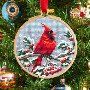 Christmas Cardinal Cross Stitch Pattern PDF Download Red Bird Cross ...