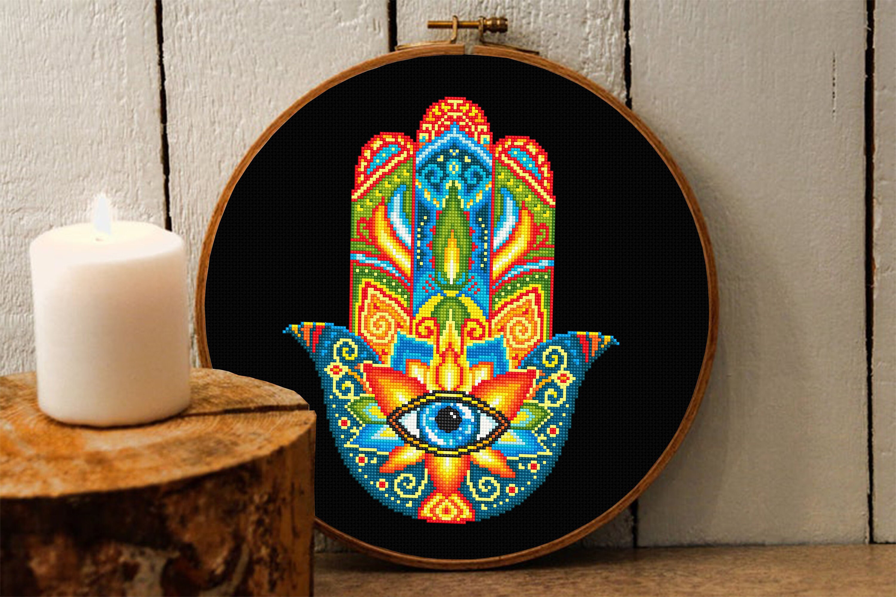 Hamsa Hand Cross Stitch Pattern Download PDF, Mandala Pattern PDF ...