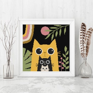 Boho Cat Cross Stitch Pattern PDF Download Boho Cross Stitch Chart ...