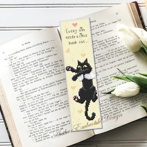 Cat Bookmark Set Cross Stitch Pattern Download PDF Black Cat Cross ...