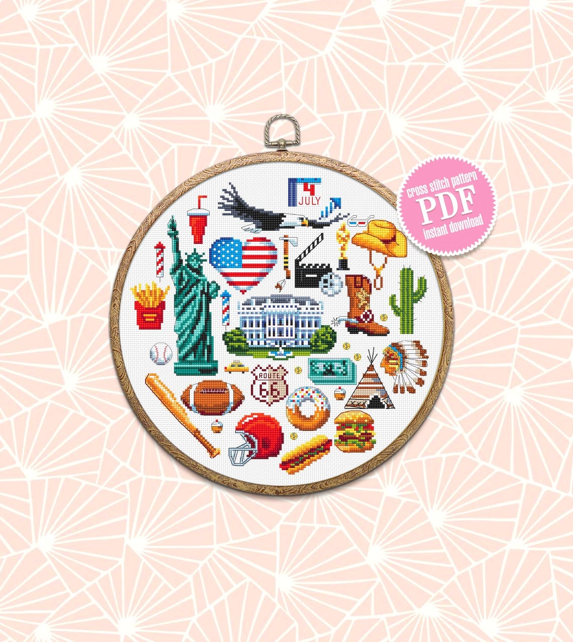 USA Cross Stitch Pattern Download PDF United States of America - Etsy