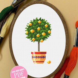 Lemon Tree Cross Stitch Pattern PDF Download Potted Plant Cross Stitch ...