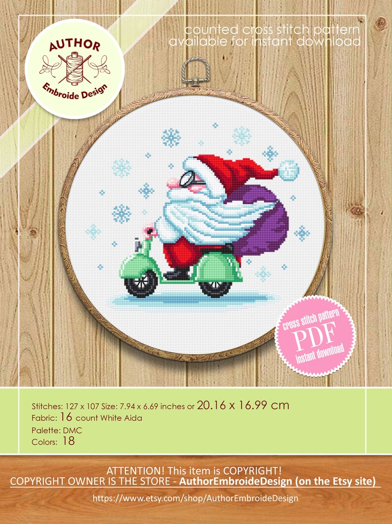 Funny Christmas Santa Cross Stitch Pattern Download PDF Santa - Etsy