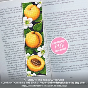 Apricot Bookmark Cross Stitch Pattern Download PDF Summer Fruit Cross ...