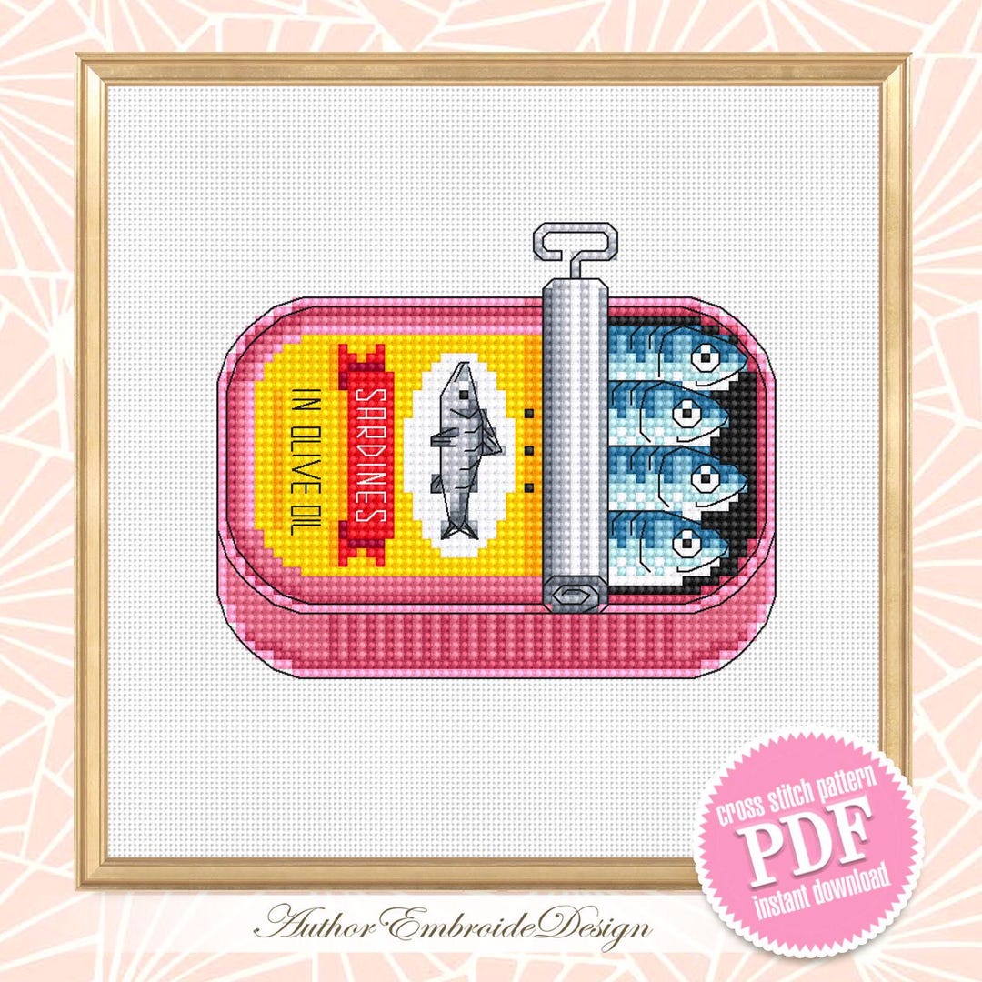 Sardines Can Cross Stitch Pattern PDF Download Vintage Tinned Sardines ...