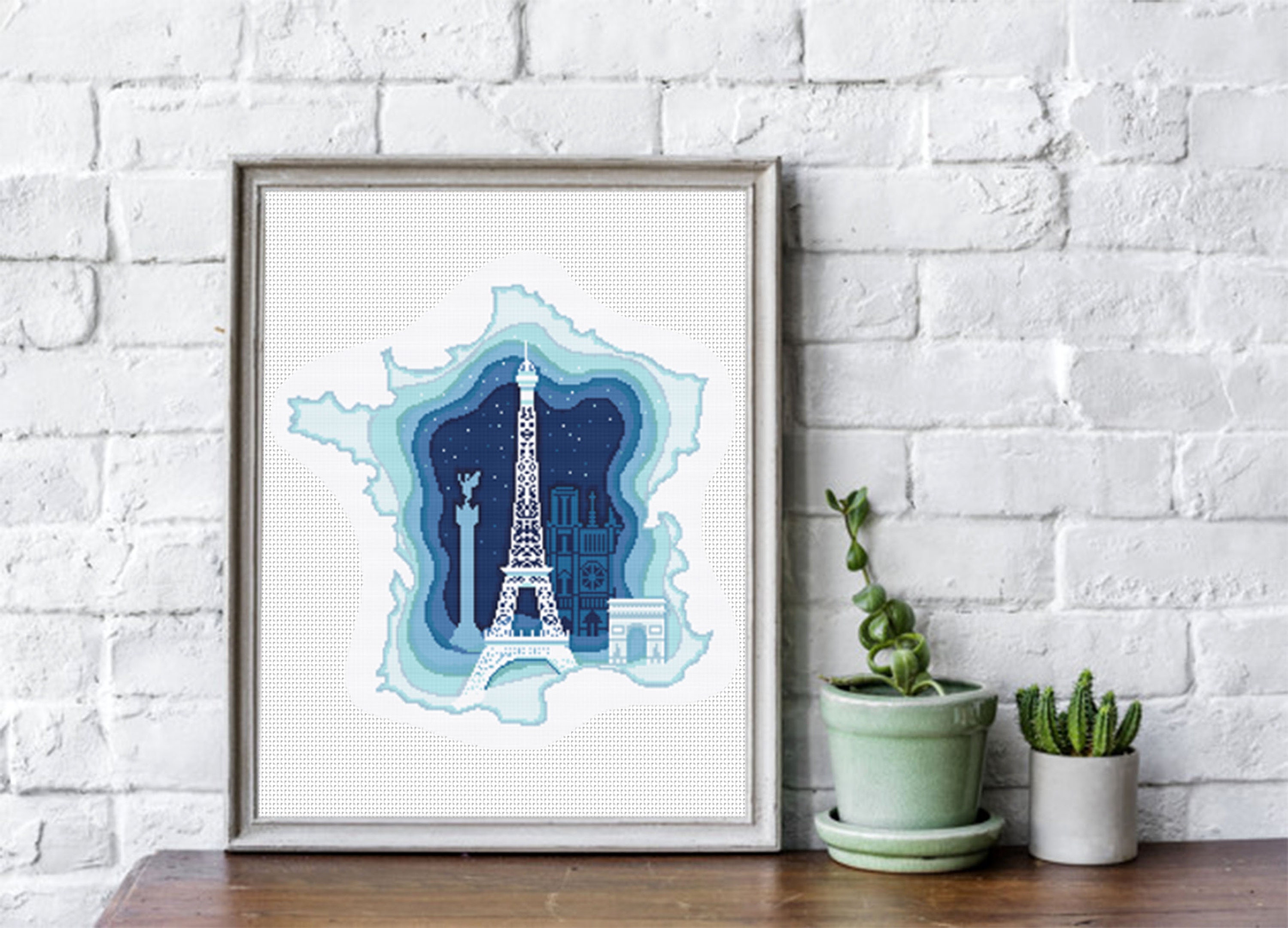 France Map Cross Stitch Pattern PDF Download Eiffel Tower Cross Stitch ...