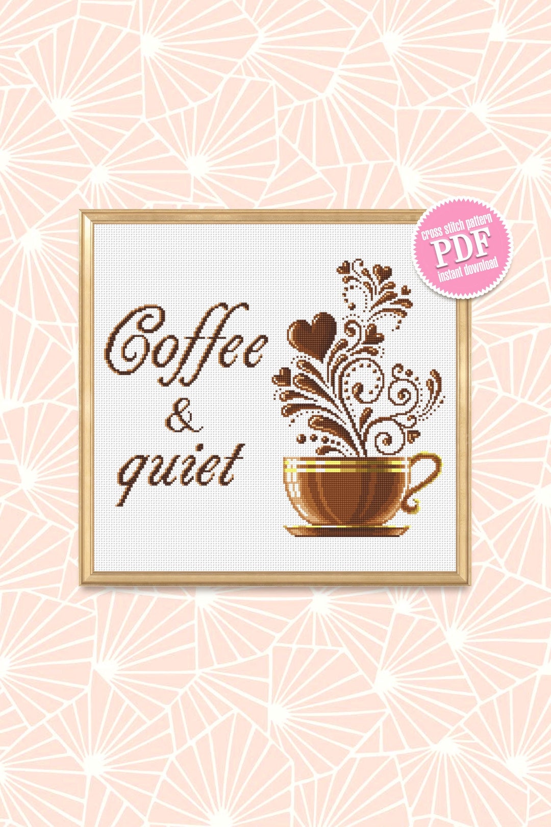 Coffee Cup Cross Stitch Pattern Download PDF Coffee Quote - Etsy