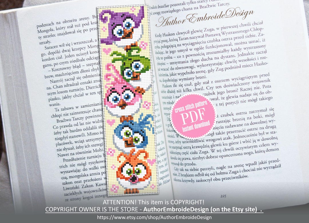 Bird Bookmark Cross Stitch Pattern PDF Download Funny Birds Cross ...