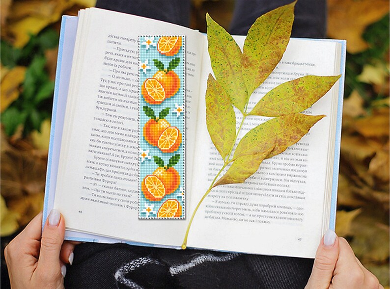 Orange Bookmark Cross Stitch Pattern Download PDF Modern - Etsy