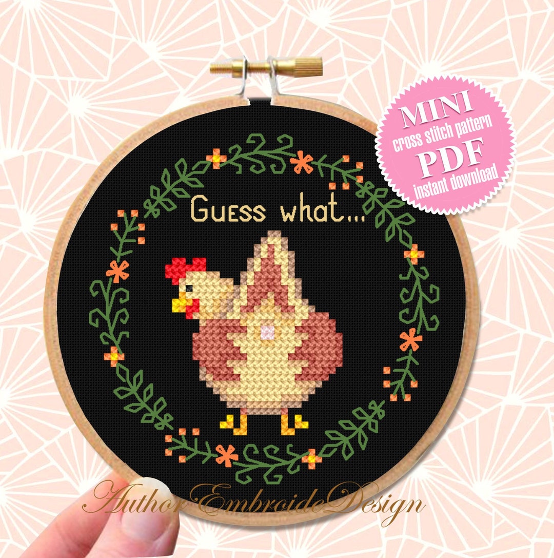 Funny Chicken Cross Stitch Pattern PDF Download Guess What Chicken Butt ...