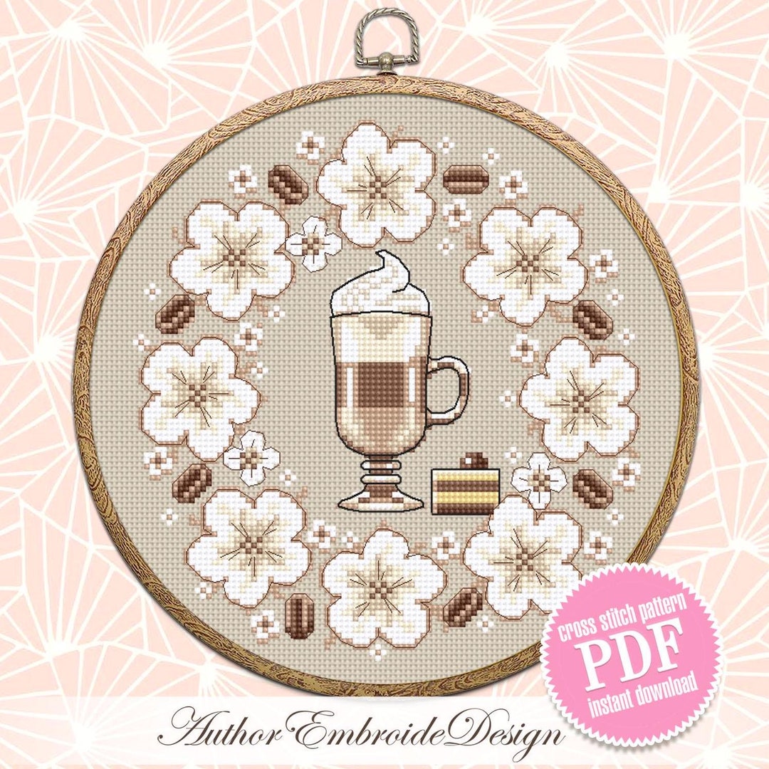 Coffee Cross Stitch Pattern PDF Download Latte Cross Stitch Chart ...
