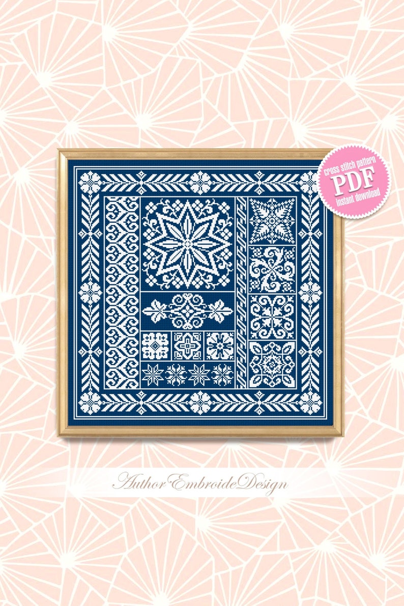 Quaker Sampler Cross Stitch Pattern PDF Download Scandinavian - Etsy