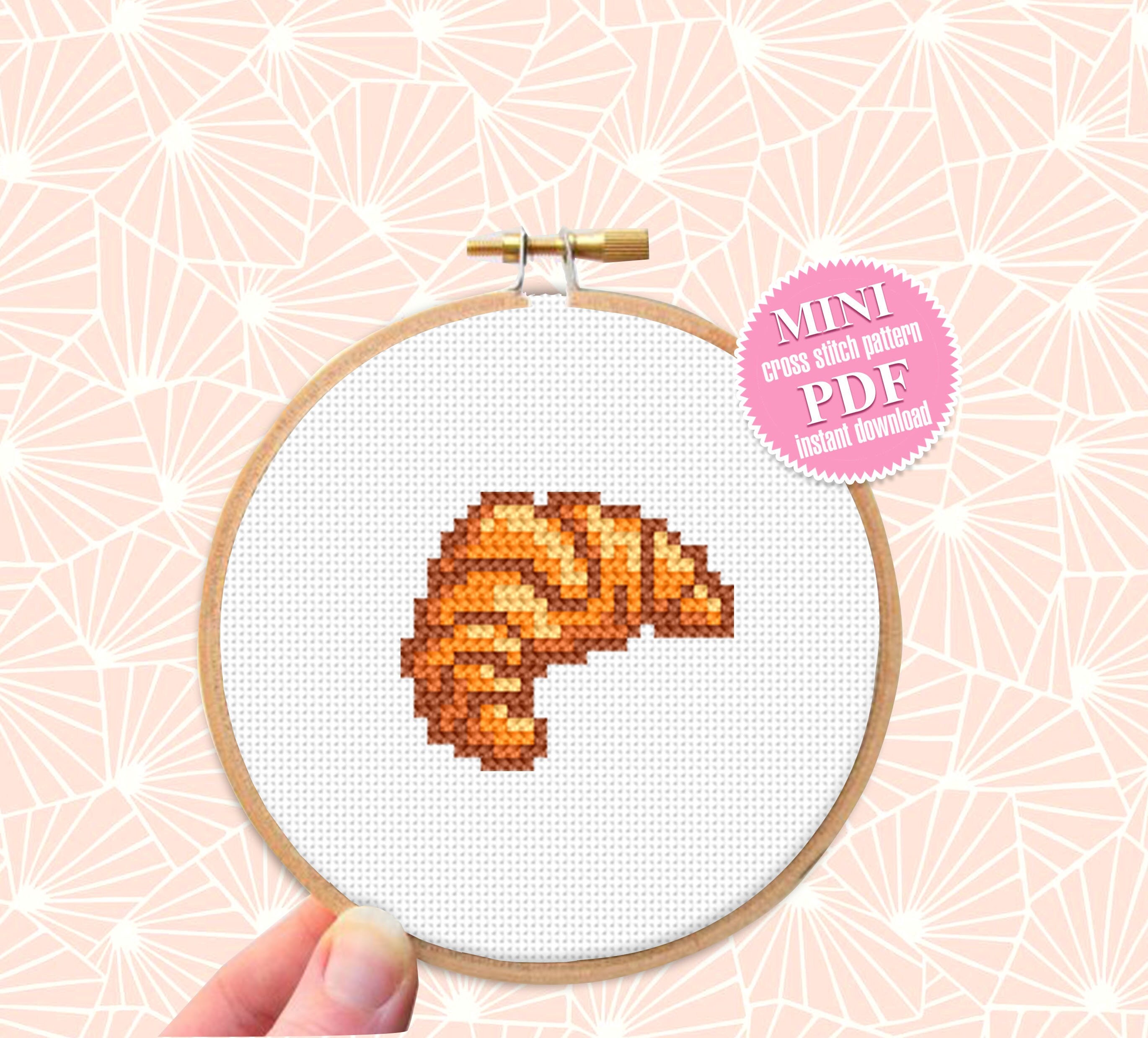 Croissant Small Cross Stitch Pattern PDF Easy Mini Cross Stitch Chart ...